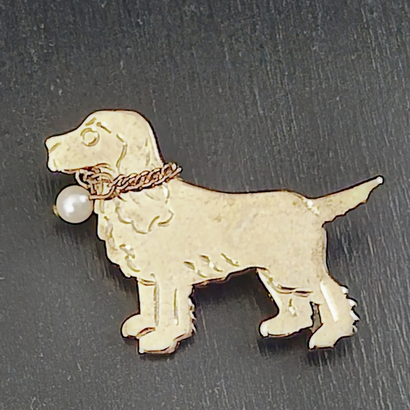 Jewelry | Vintage Etched Spaniel Dog Brooch | Poshmark